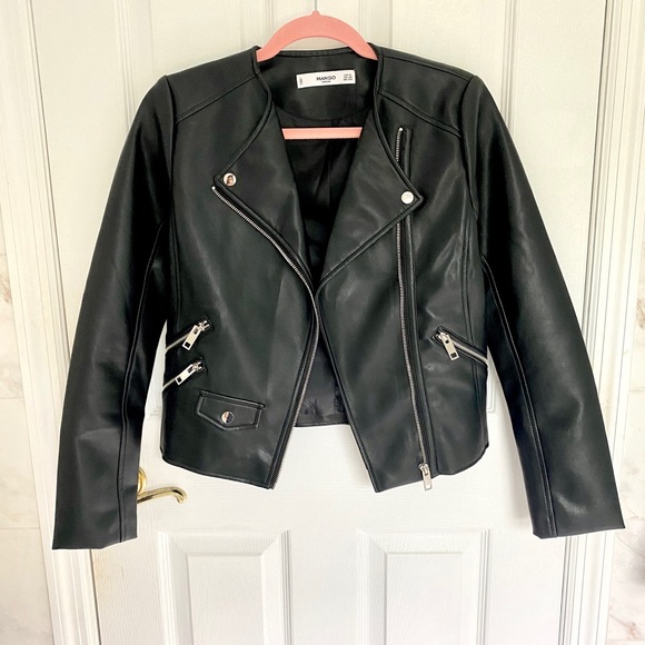 Mango | Jackets & Coats | Mango Black Moto Leather Jacket | Poshmark